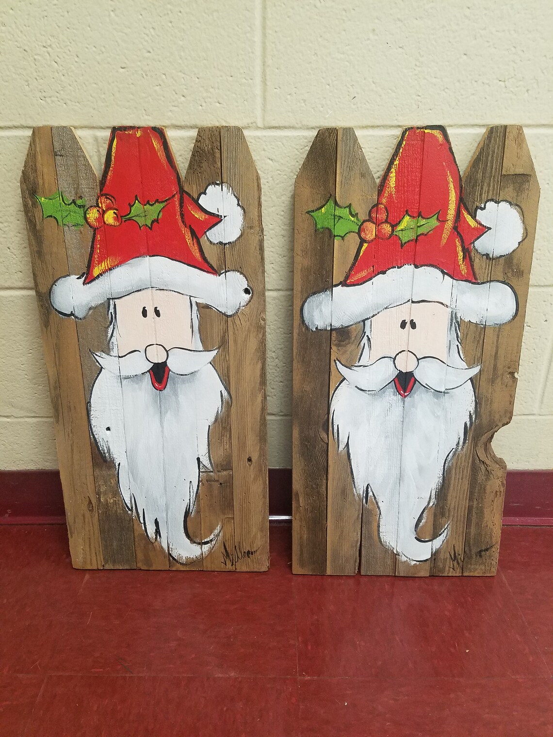 Rustic Santa Painted on Reclaimed Barnyard Fence Farmhouse | Etsy