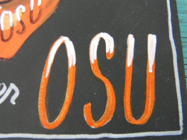 Oklahoma State University Pistol Pete OSU Alma Mater sign hand | Etsy