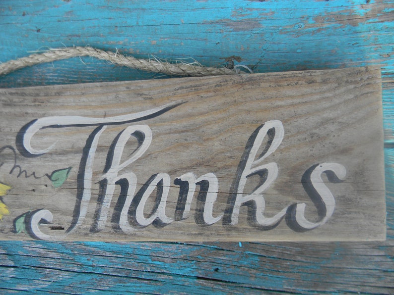 Give Thanks Sunflower Wood Sign Painting on Reclaimed Wood | Etsy