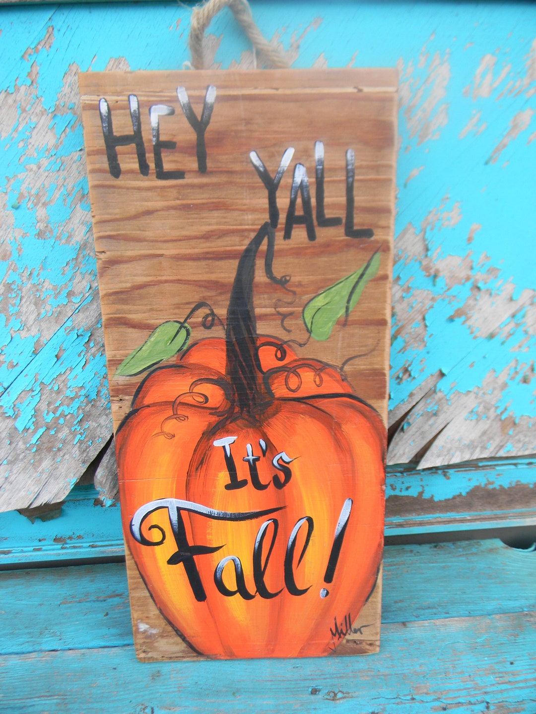 Hey Yall Its Fall Pumpkin Painting on Reclaimed Wood Farmhouse - Etsy