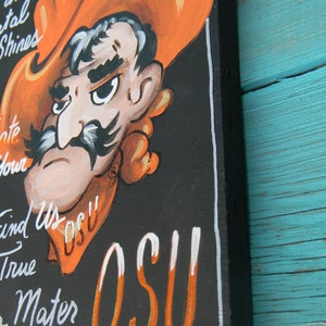 Oklahoma State University Pistol Pete OSU Alma Mater Sign Hand Painted ...