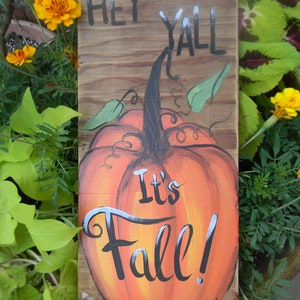 Hey Yall Its Fall Pumpkin Painting on Reclaimed Wood Farmhouse - Etsy