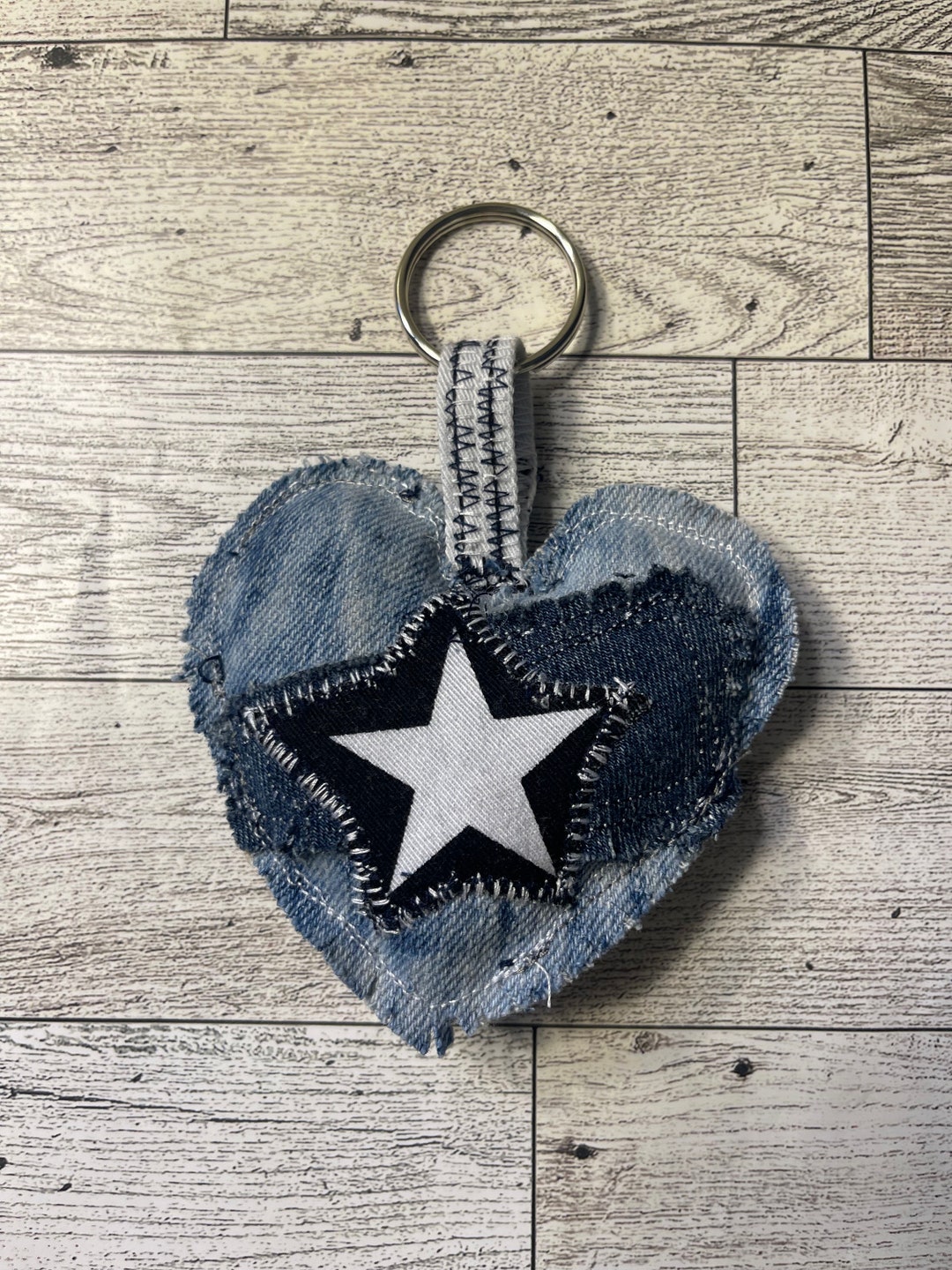 Recycled Keychain, Repurposed Keychain, Denim Keychain, Upcycled ...
