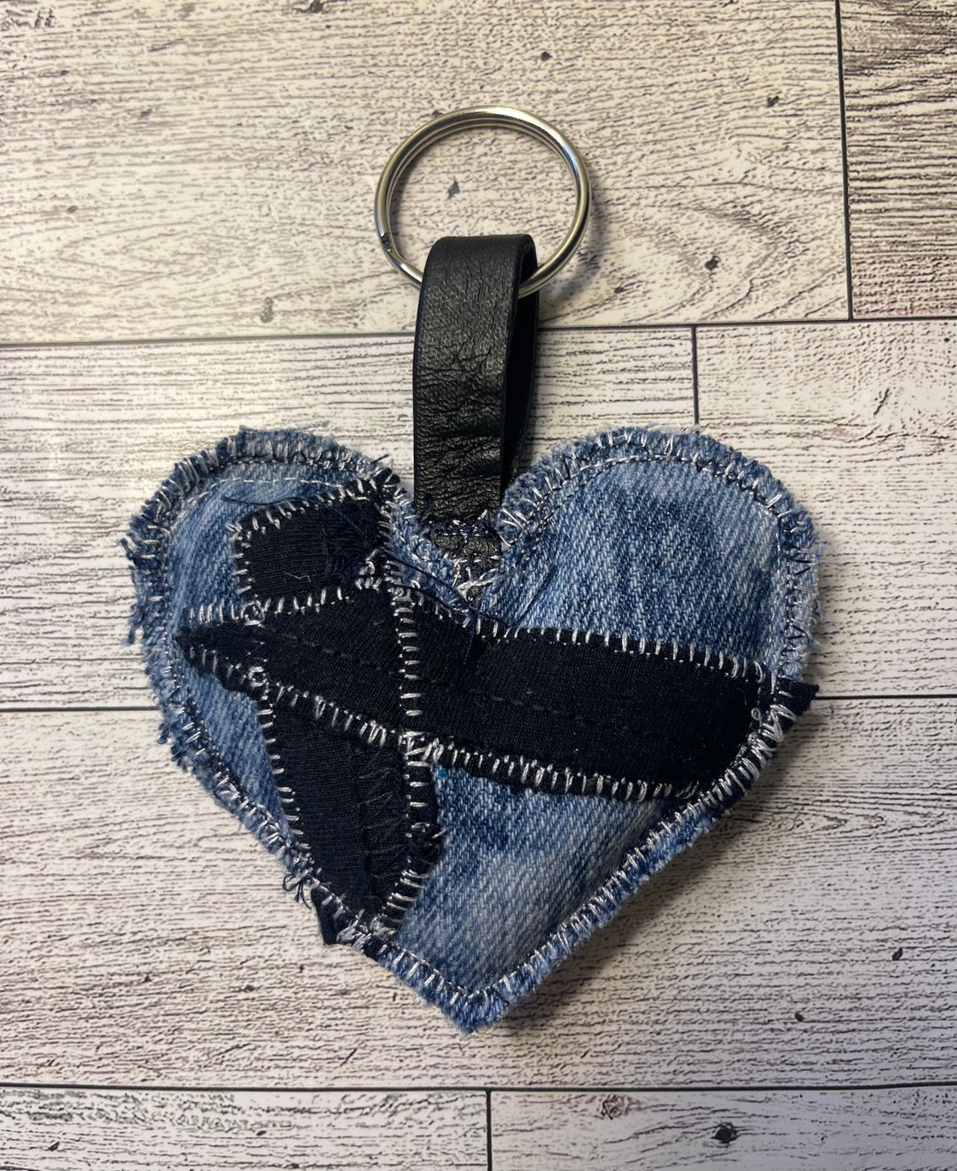 Recycled Keychain, Repurposed Keychain, Denim Keychain, Upcycled ...