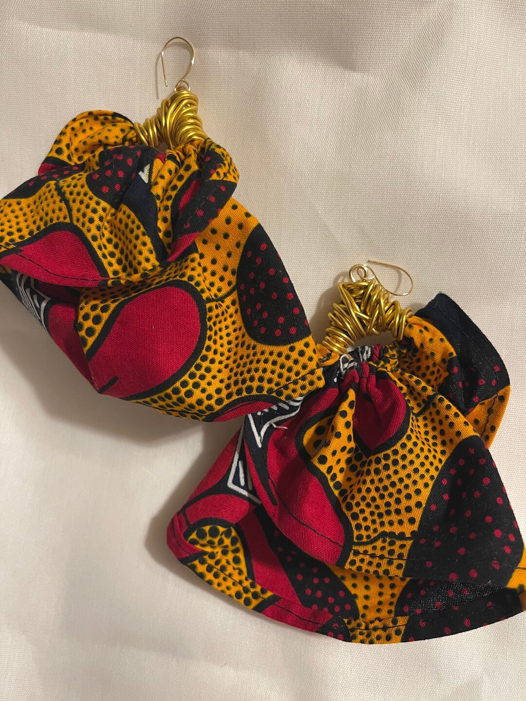 African Print Dangle Earrings: Wire-wrapped Cloth Earrings - Etsy