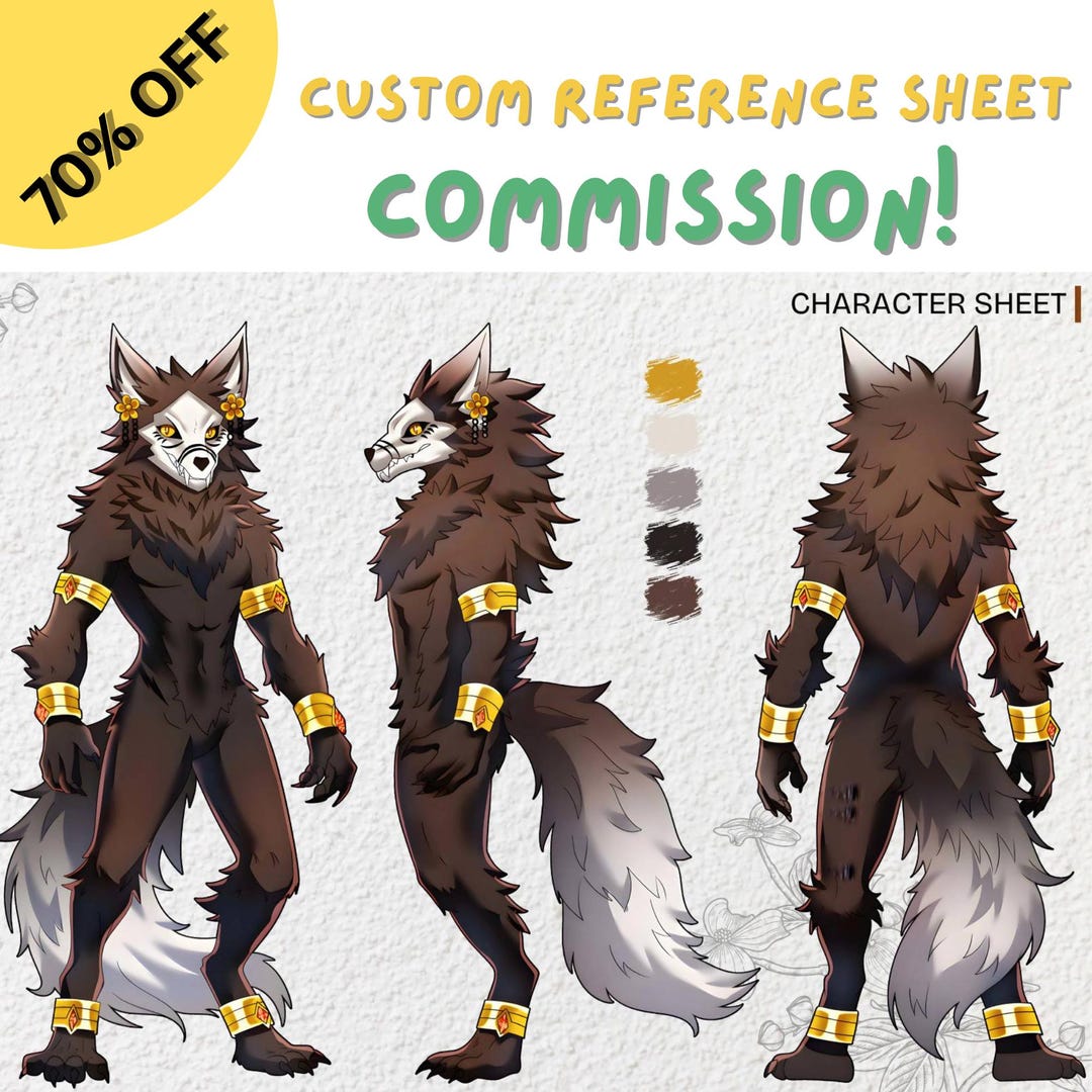 Custom Furry Reference Sheet – Anthro, Vtuber, OC Character Design ...