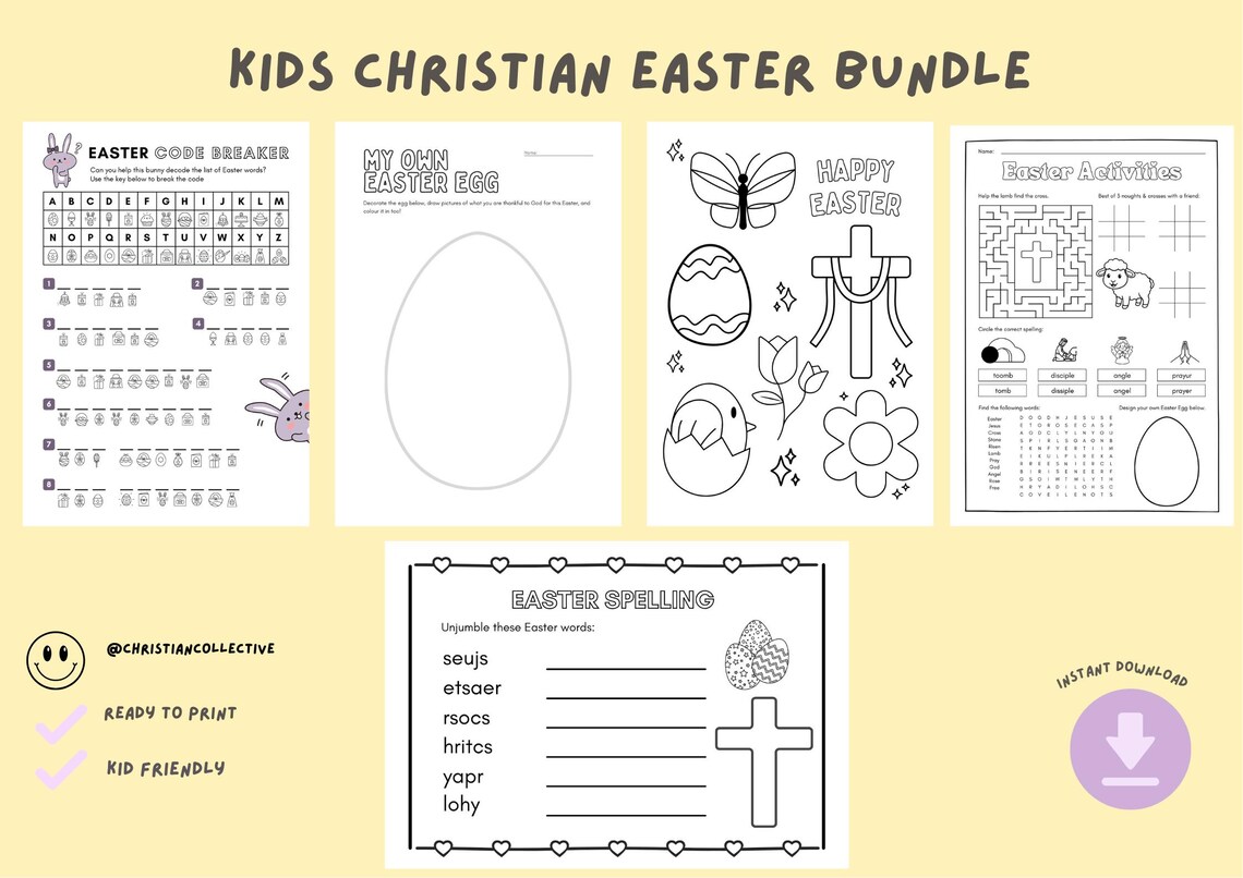 Kids Christian Easter Activity Bundle | Bible Games (digital Download ...