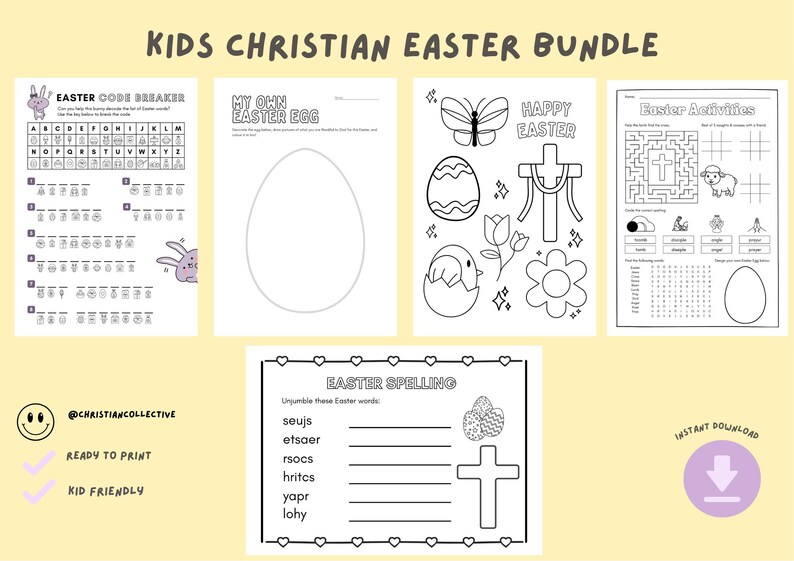 Kids Christian Easter Activity Bundle | Bible Games (digital Download ...