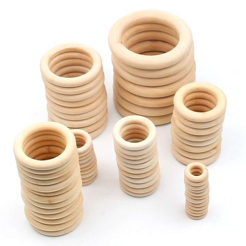 50pcs/lot Round Unfinished Natural Wood Ring Circlemacrame - Etsy
