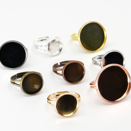 10pcs Adjustable Ring Blank With 16mm / 18mm / 20mm / 25mm - Etsy