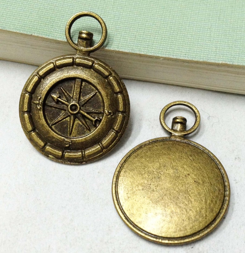 Compass Charms 15pcs Antique Bronze Pocket Compass Charm | Etsy