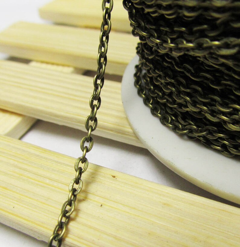 16ft 5 Meters 2x3mm Antique Bronze Flat Cable Link Chain - Etsy