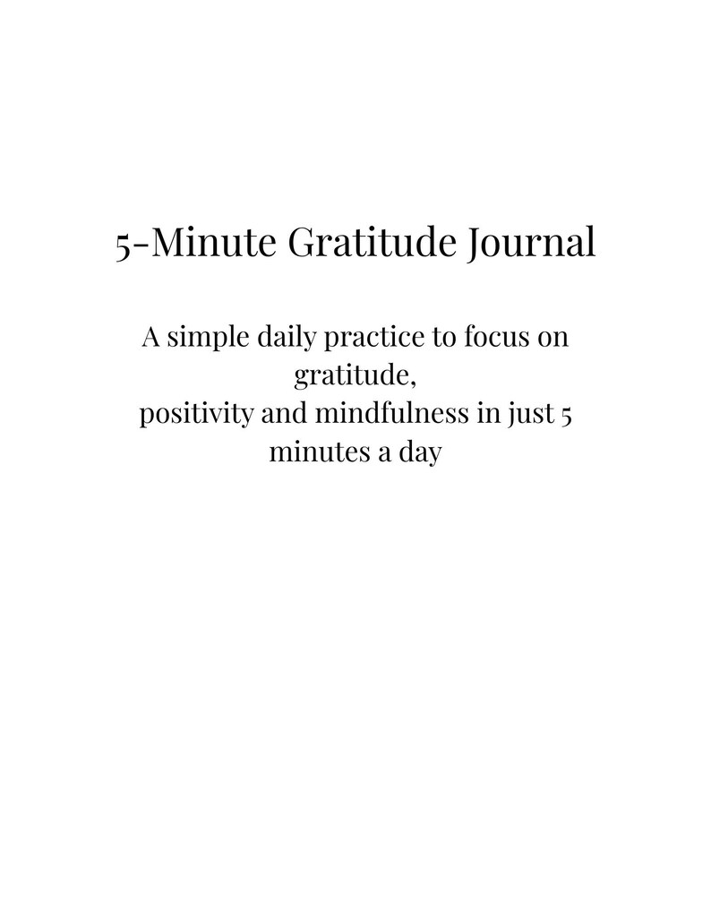 5 Minute Gratitude Journal | Printable Digital Journal | Minimal ...