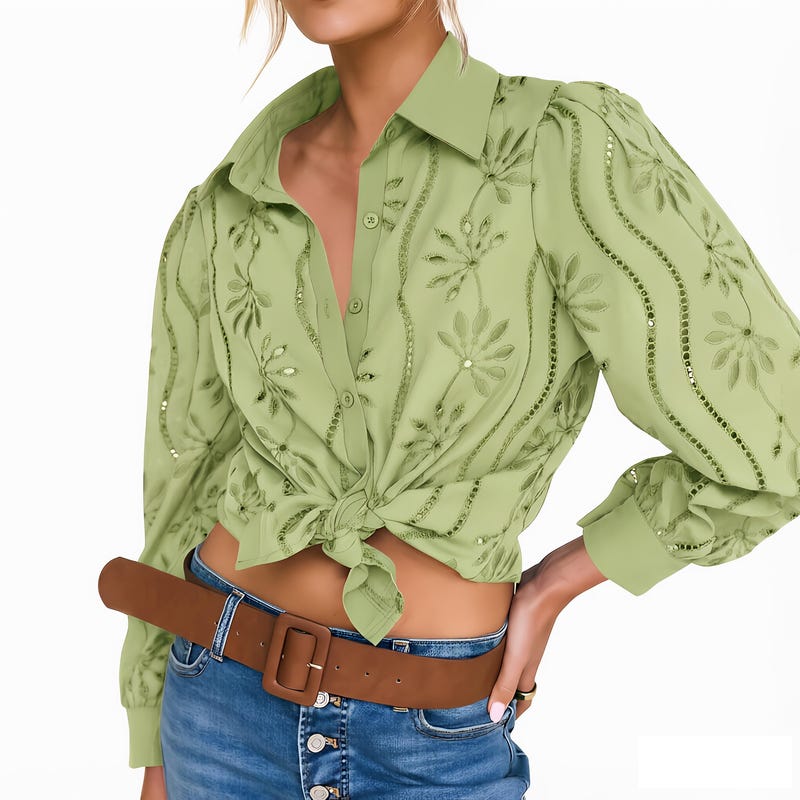 Button Front Eyelet Tops - Etsy