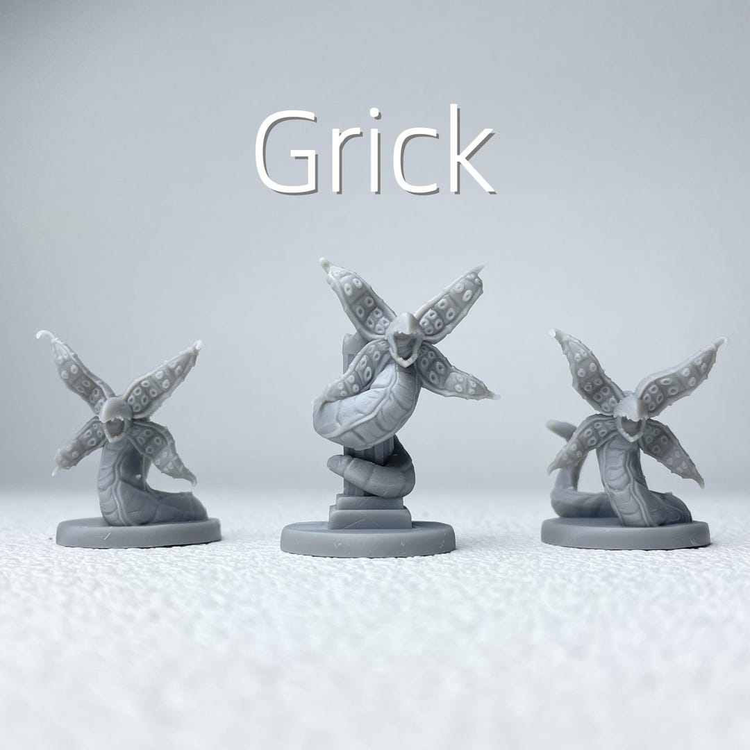 DND Grick Beak Worm Monsters Miniatures Models - 3 Pack Paintable 3D ...