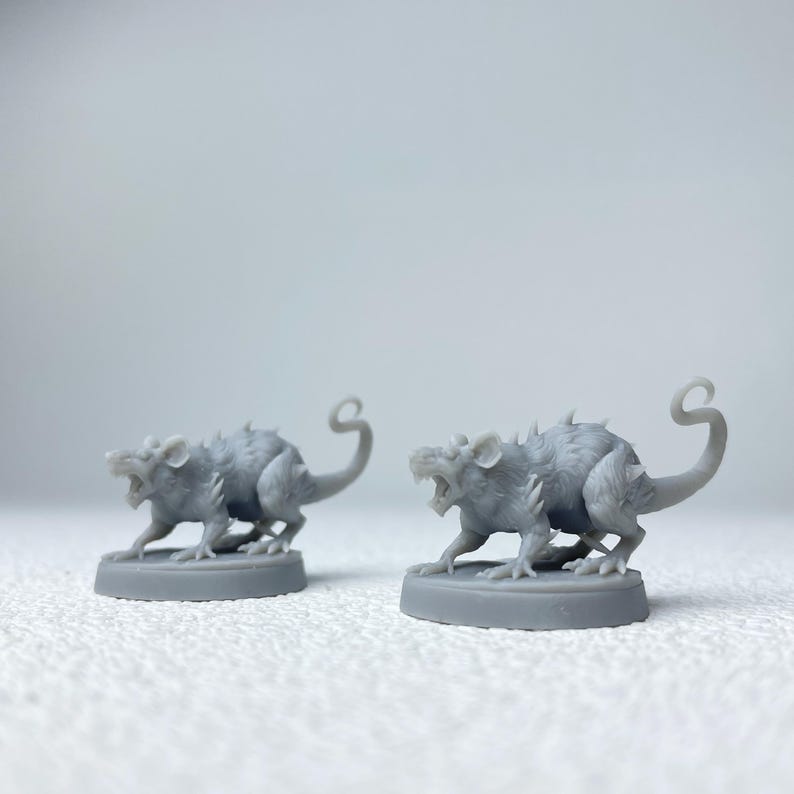 DND Giant Rat Monsters Miniatures Models - 6 Pack Paintable 3D Printed ...