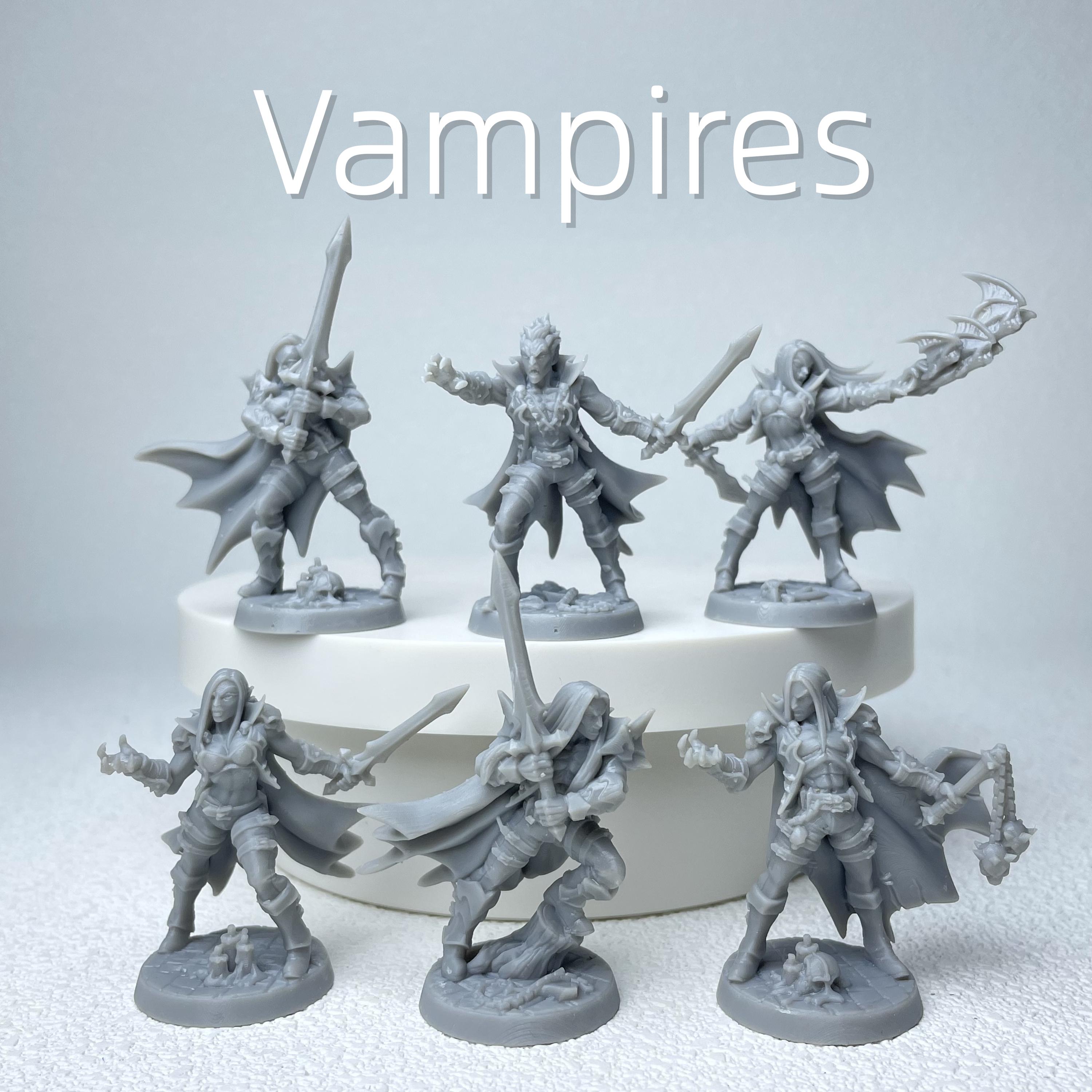 DND Vampires Undead Monsters Miniatures Models - 6 Pack Paintable 3D ...