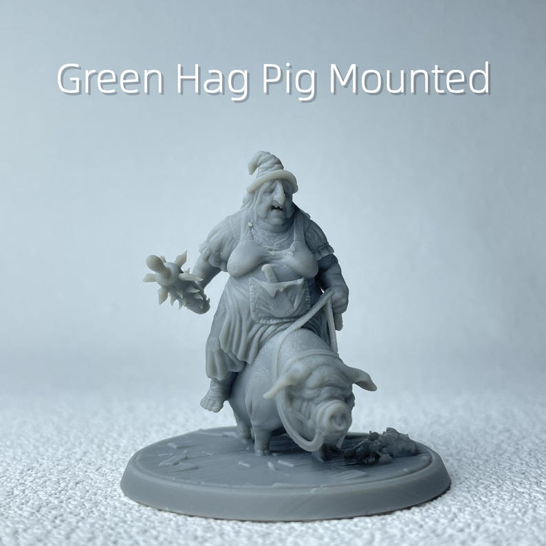 DND Green Hag Pig Mounted Monsters Miniatures Models -1PCS Paintable 3D ...