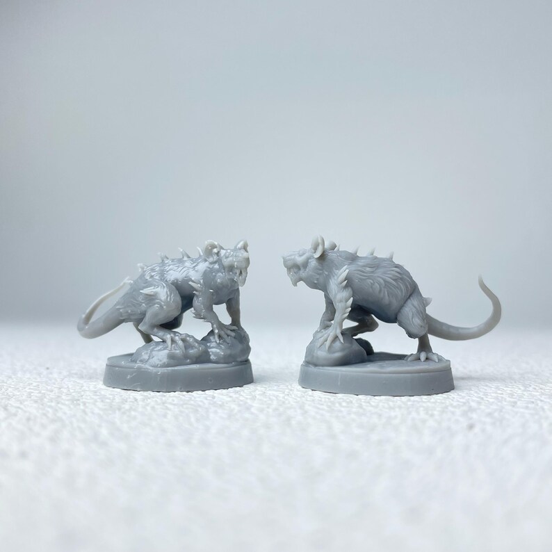 DND Giant Rat Monsters Miniatures Models - 6 Pack Paintable 3D Printed ...