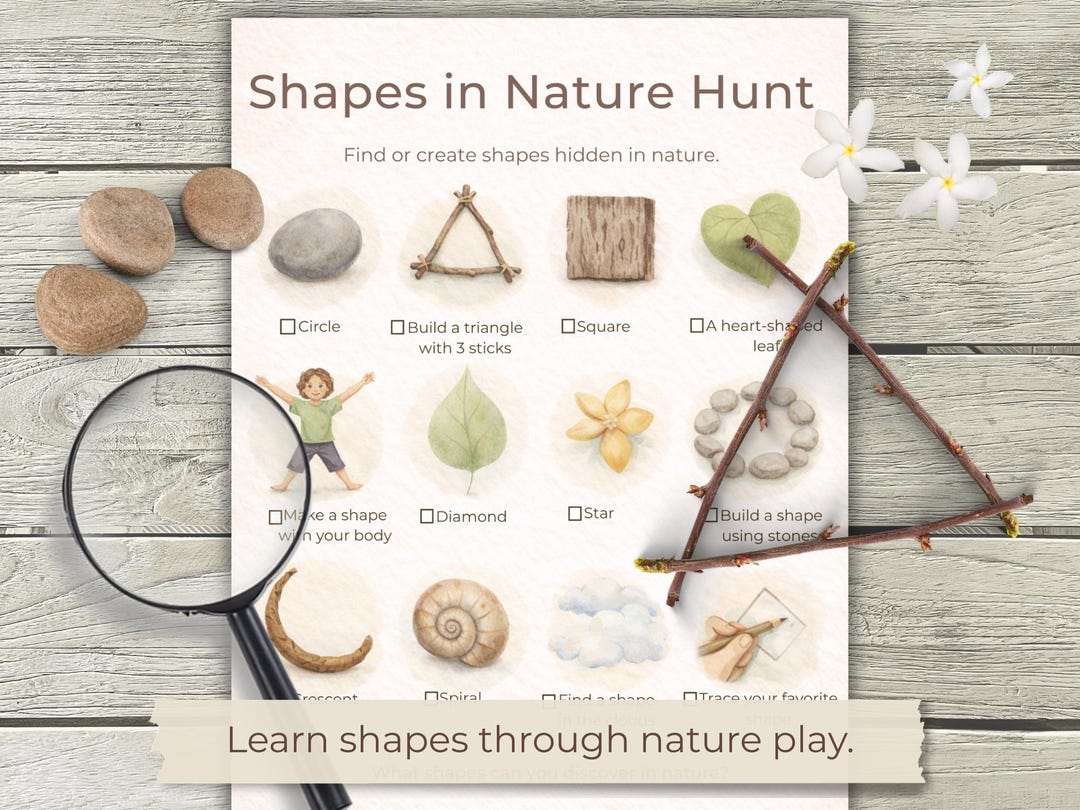 Shapes in Nature Hunt Printable | Outdoor Montessori Learning Activity ...