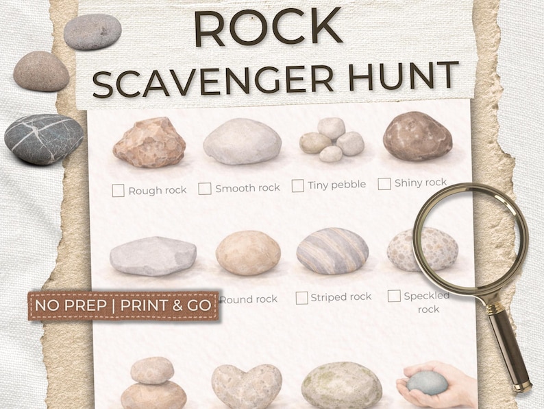 Rock Scavenger Hunt Printable | Nature Walk Game for Kids | Outdoor ...