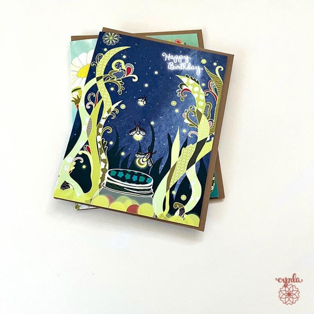 Fireflies Birthday Greeting Card - Fireflies Card Birthday Card Kid ...