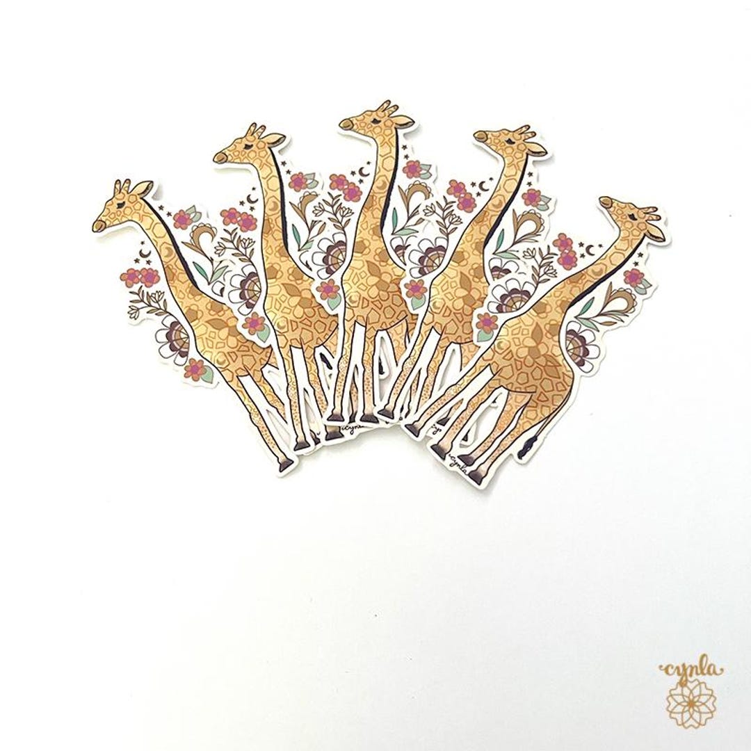 Giraffe Sticker - 4 in Vinyl Flower Stickers Animal Safari Sticker for ...