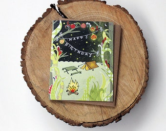 Camping Happy Birthday Card - Etsy