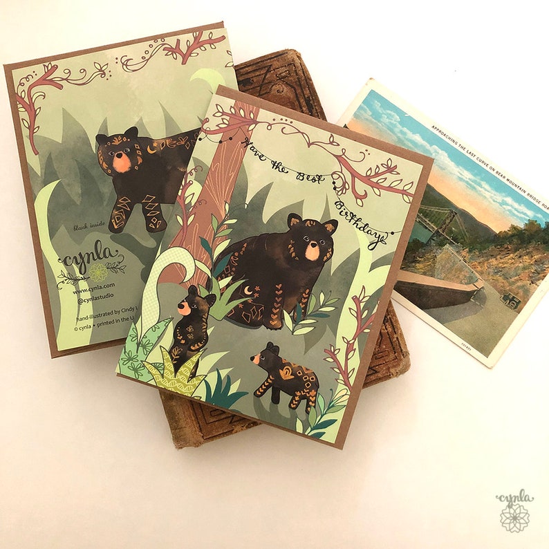 Black Bears Greeting Card Bear Birthday Card Black Bear - Etsy