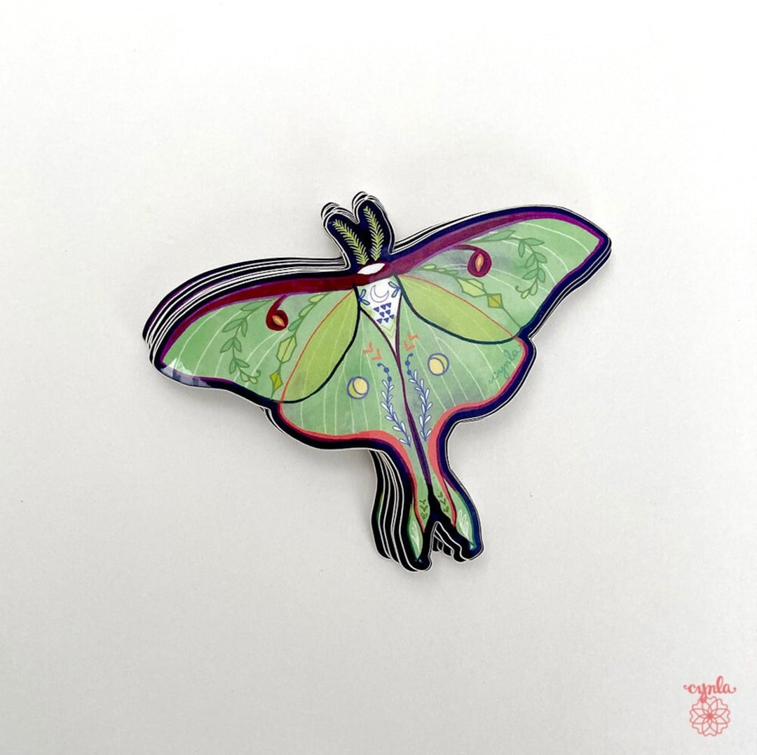 Luna Moth Sticker - Moth Butterfly Stickers, 3 Inch Vinyl Luna Moths ...