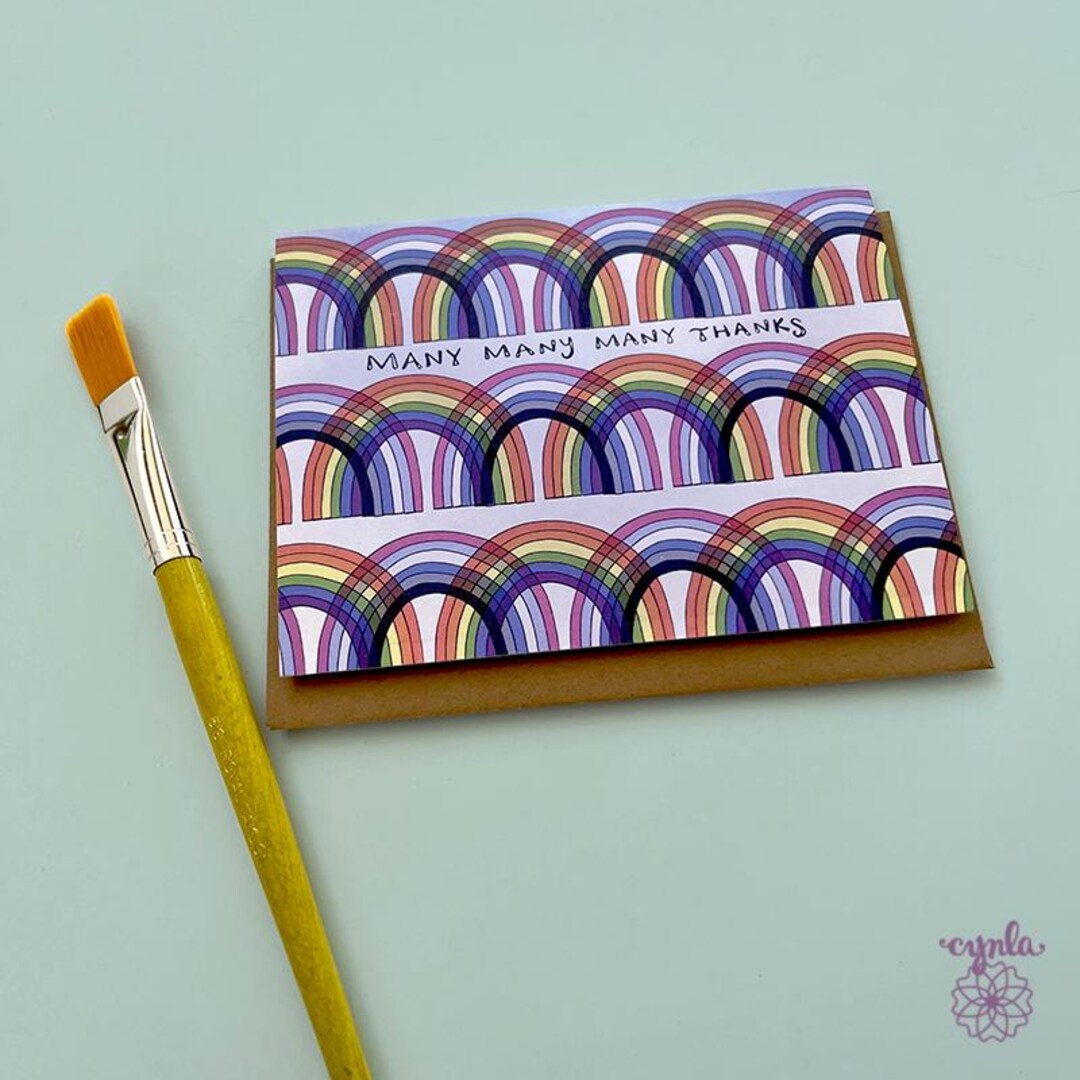 Rainbow Thank You Card Preschool Teacher Appreciation Colorful Thanks ...