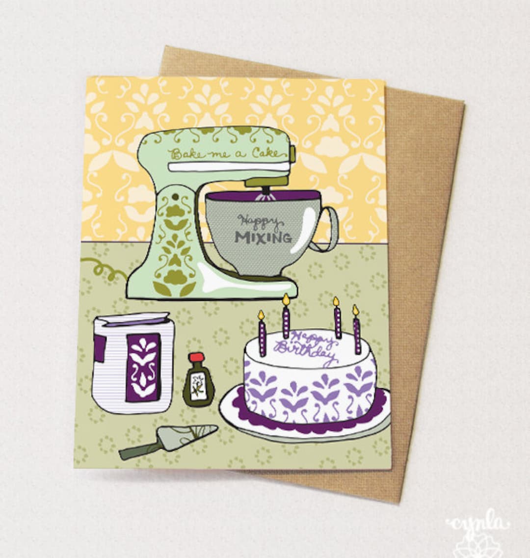 Vintage Mixer Card Birthday I Love My Mixer Birthday Cake - Etsy