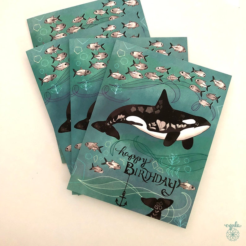 Orca Greeting Card - Killer Whale Card, Orcas, Birthday Card Whale ...