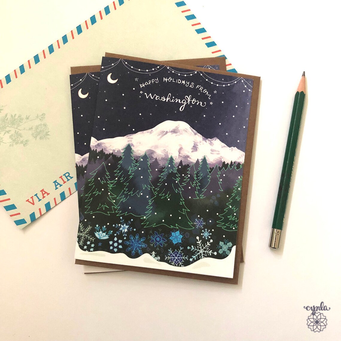 Washington State Holiday Cards Washington Christmas Card | Etsy