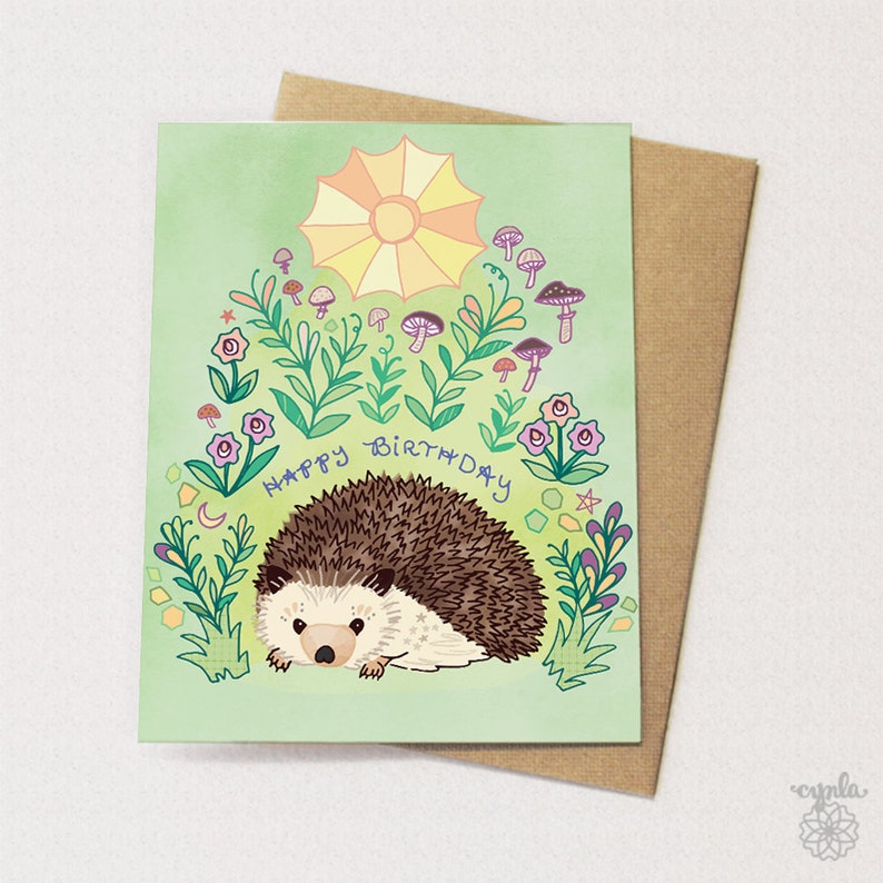 Hedgehog Greeting Card Sun Hedgehog Card Hedgehogs Birthday - Etsy