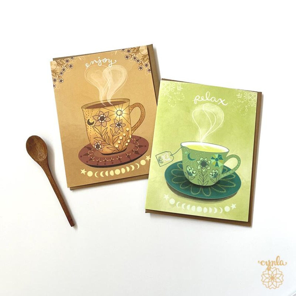 Moon Tea Card Cozy Cafe Birthday Tea Party Stationery Mindful Relax Tea ...