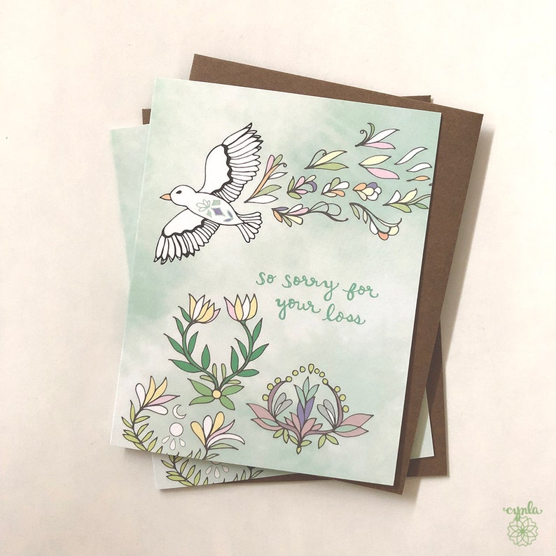 Sympathy Loss Card Bird Sympathy Sorry for Your Loss Blank - Etsy