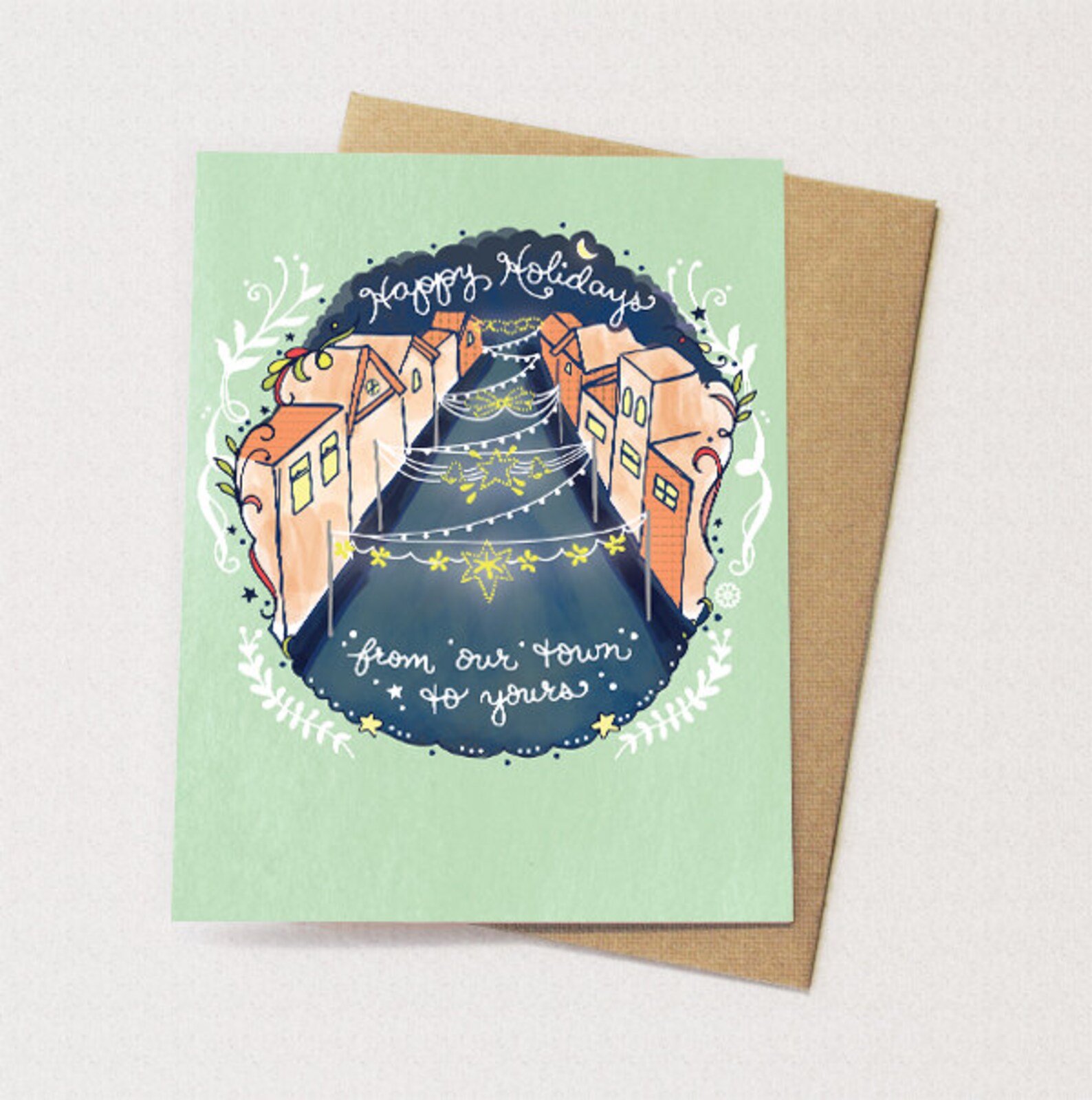 Holiday Town Holiday Card Greeting Card From Our Town to - Etsy