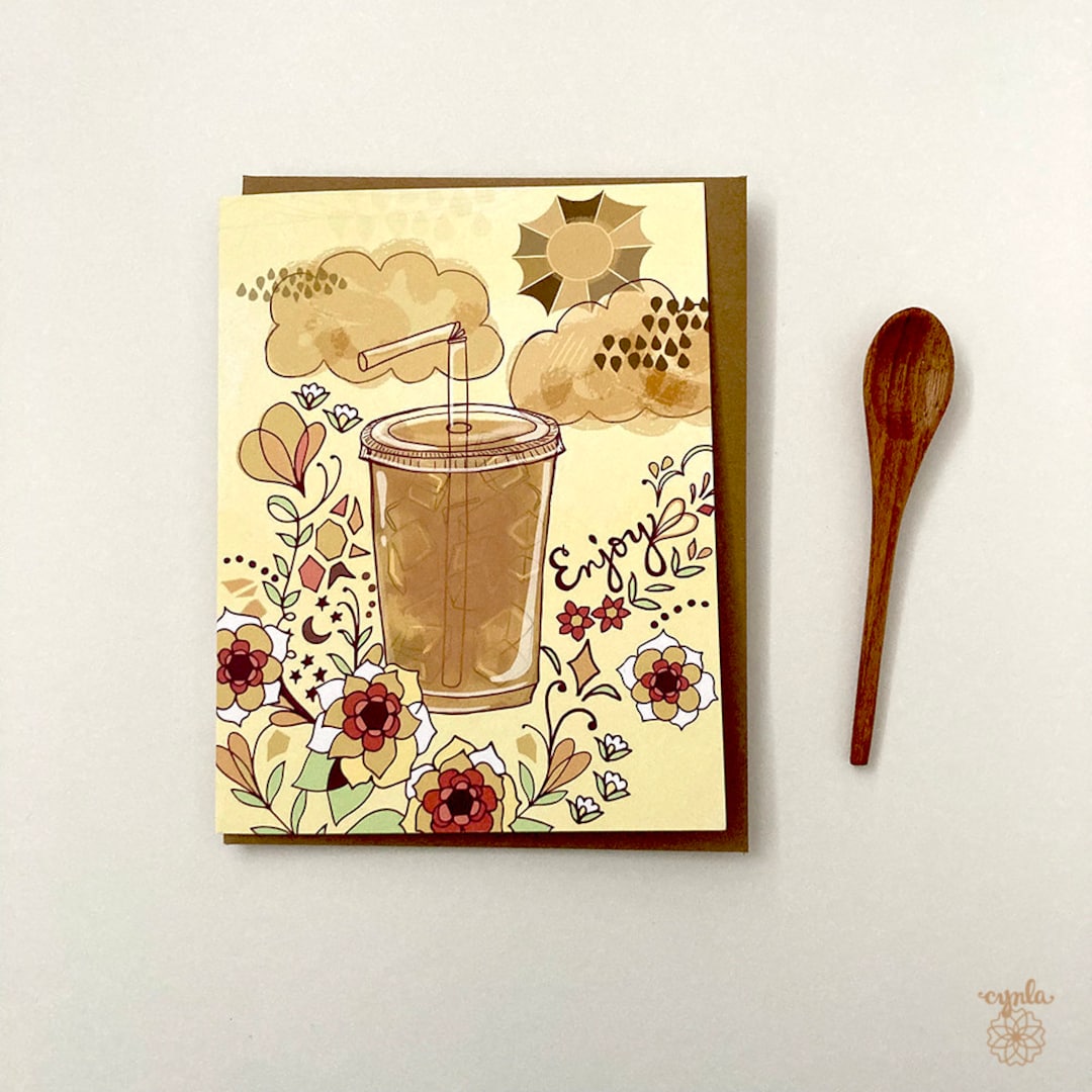 Iced Coffee Greeting Card - Café Coffee Shop Coffee Birthday Card Mocha ...