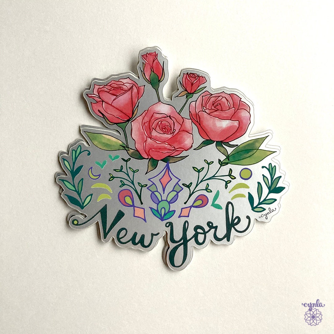 New York State Flower Sticker - 3.5 Inch Vinyl NY Sticker, New York ...