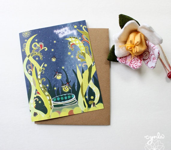 Fireflies Birthday Greeting Card Fireflies Card Birthday - Etsy