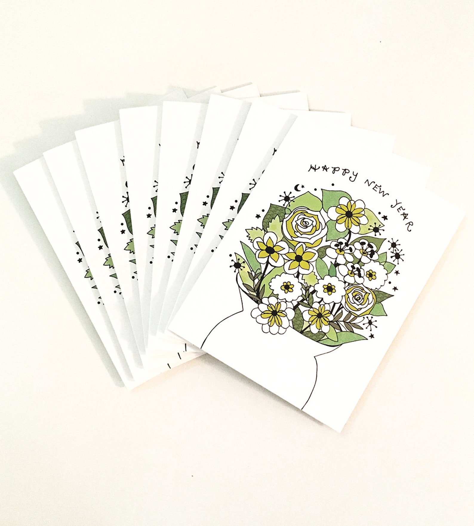 Happy New Year Flowers Greeting Card Boxed Sets New Year - Etsy