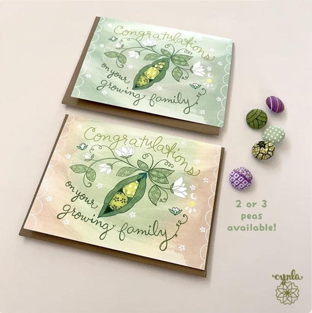 Peas in a Pod Baby Card Congrats New Baby Shower Gift Theme Peapod ...