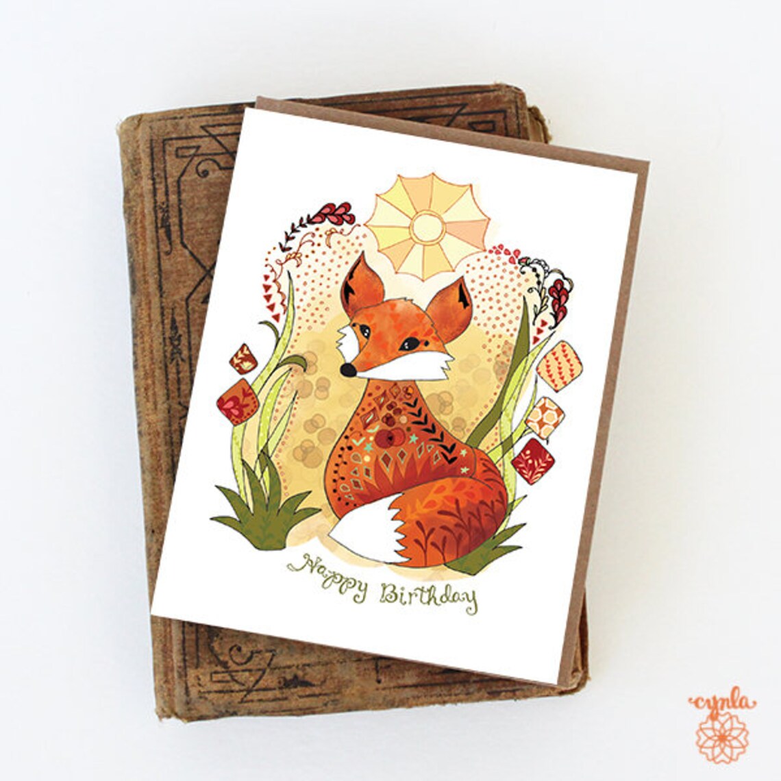 Fox Card Birthday Sun Fox Greeting Card Birthday Fox Happy - Etsy