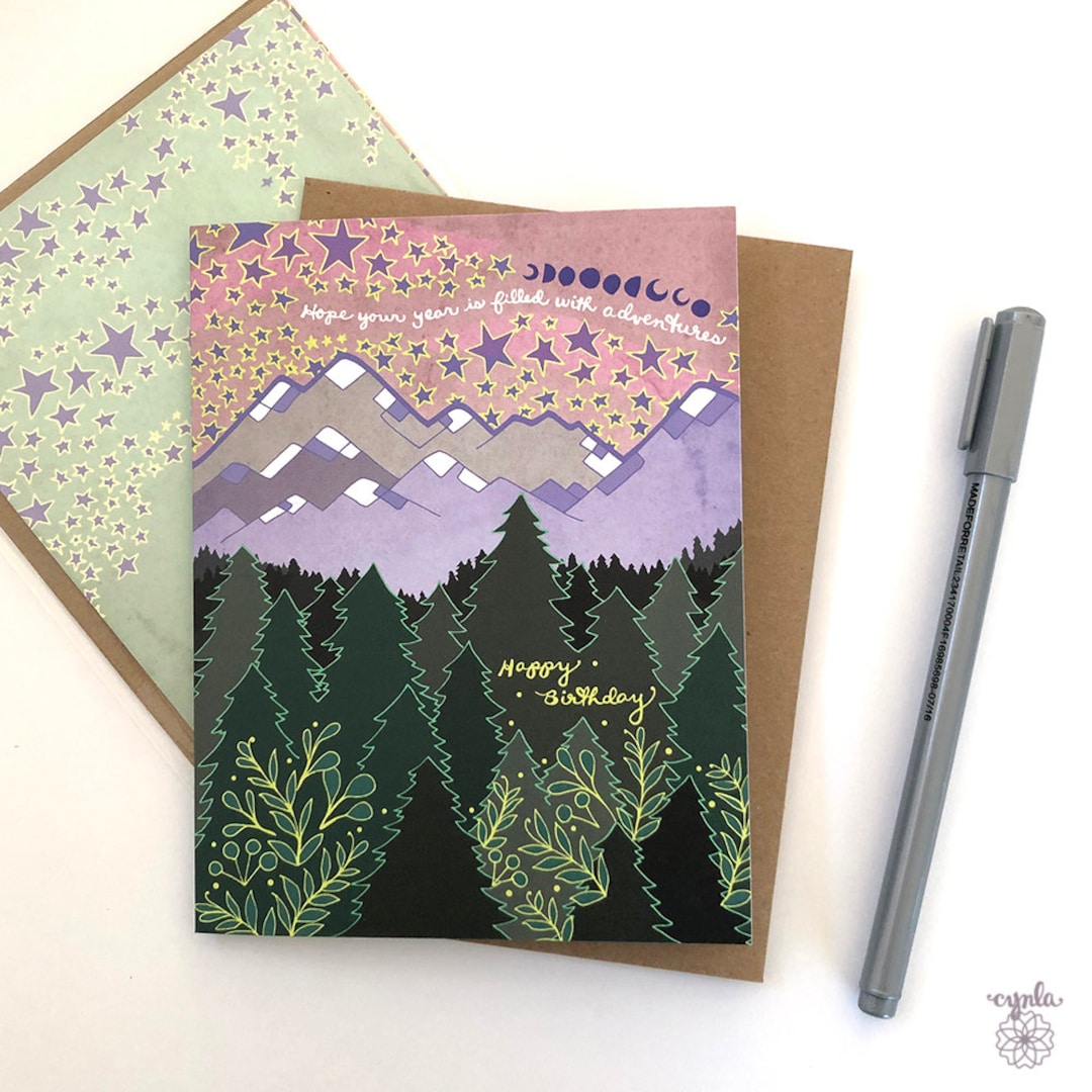 Mountain Birthday Greeting Card - Birthday Card Adventure, Mountains ...