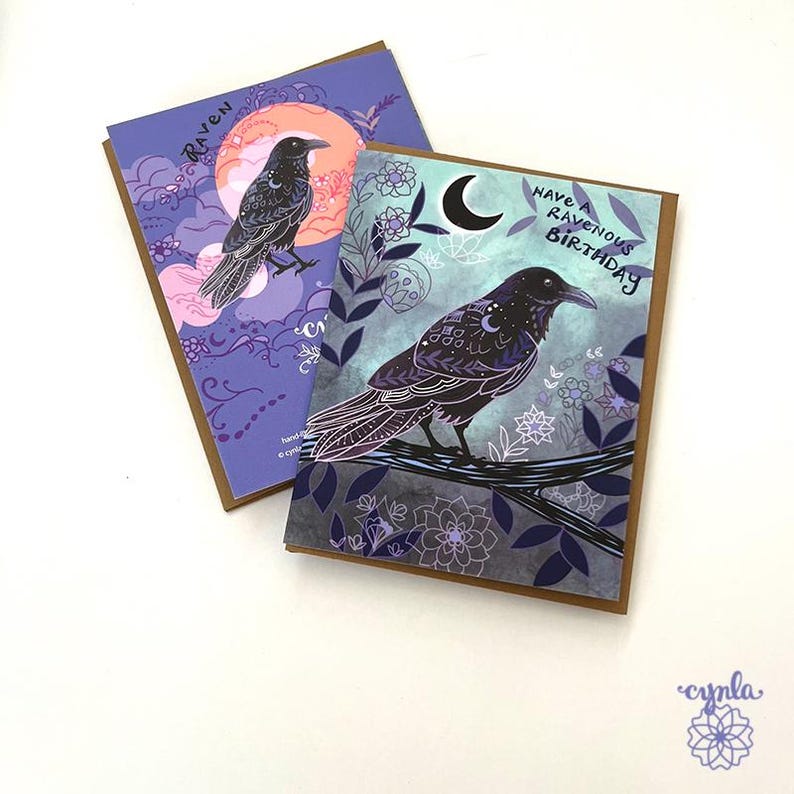 Raven Birthday Greeting Card Birthday Card Dark Humorous Witchy Crow ...