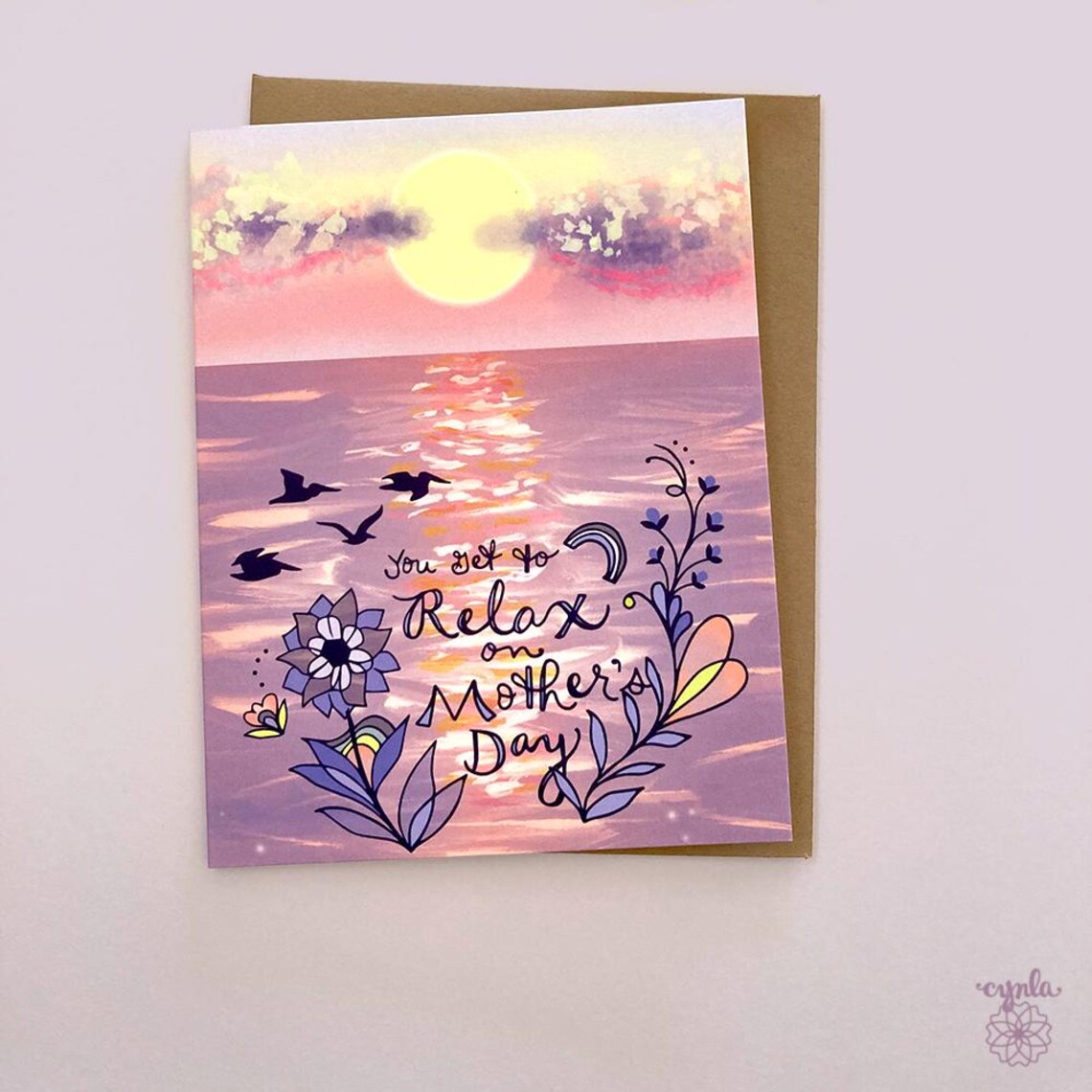 Calm Ocean Sunset Mothers Day Card Peaceful Seaside Mom Gift Beautiful ...