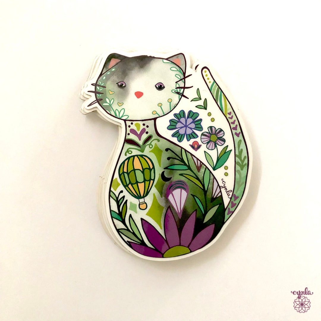 Rainbow Cat Sticker - Cats, Kitten Love - Kitty Stickers, Cat Lover, 3 ...