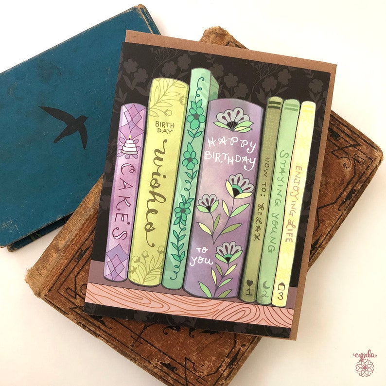 Bookshelf Greeting Card Book Greeting Cards Book Store - Etsy