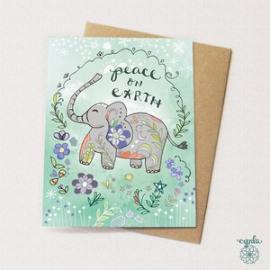 Elephant Peace Card Box of 8 Holiday Cards, New Year Card, Elephant ...
